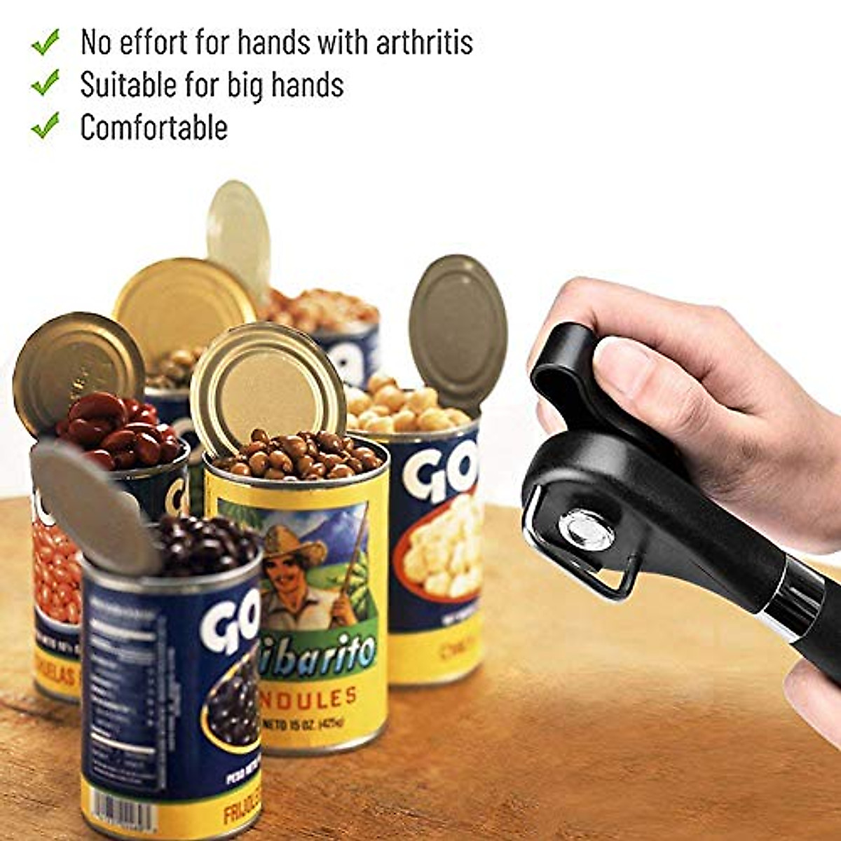Can Opener Smooth Edge Manual, Can Opener Handheld, No Sharp Edges With Soft Grips, Food Grade Stainless Steel Cutting Can Opener, Professional Ergonomic Can Opener for Kitchen & Restaurant