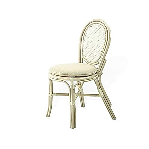 Set of 4 Denver Dining Handmade Wicker Side Chairs with Cream Cushions Natural Rattan, White Wash