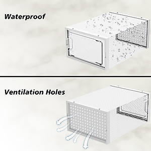 HOMIDEC 12 Pack Shoe Storage Box, Shoe Organizer for Closet, Clear Plastic Stackable Shoe Box, Foldable Shoe Rack Shoe Organizer for Closet Under Bed Entryway(White)
