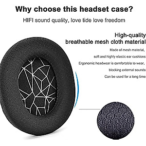 Arctis 9X Replacement Earpads Printing Mesh Ear Cushions for SteelSeries Arctis 1/3/5/7/9 Arctis Pro Arctis 9X Headphones Noise Canceling Headset Ear Pads Earmuff Repair Parts (Black+White)