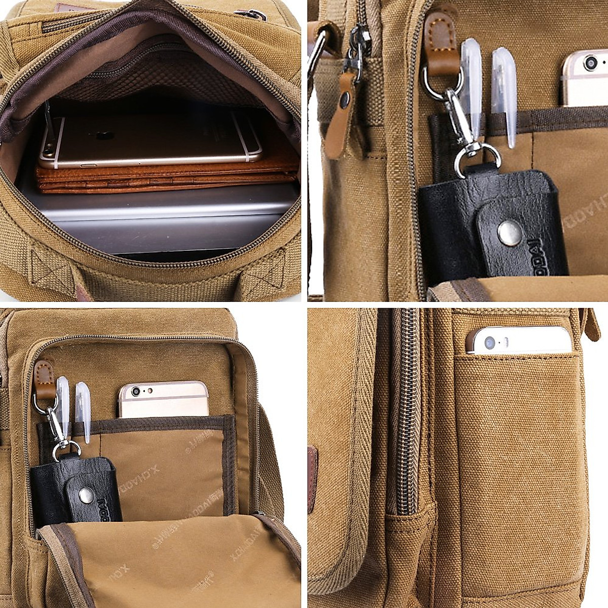 XINCADA Mens Bag Messenger Bag Canvas Shoulder Bags Travel Bag Man Purse Crossbody Bags for Work Business