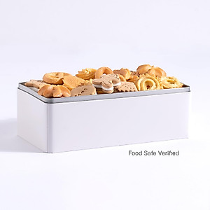 Tianhui Food Storage Containers Tin Box with Airtight Lids Kitchen Pantry Organization Metal Box, Ivory White, S