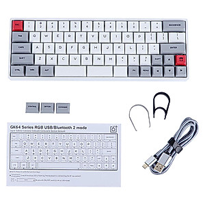 EPOMAKER SK66S 60% Keys Bluetooth 5.1 Wireless Wired Dual Mode Gateron Optical Mechanical Gaming Keyboard with RGB Backlight and PBT Heat Sublimation Keycaps (Gateron Optical Red, Grey White)