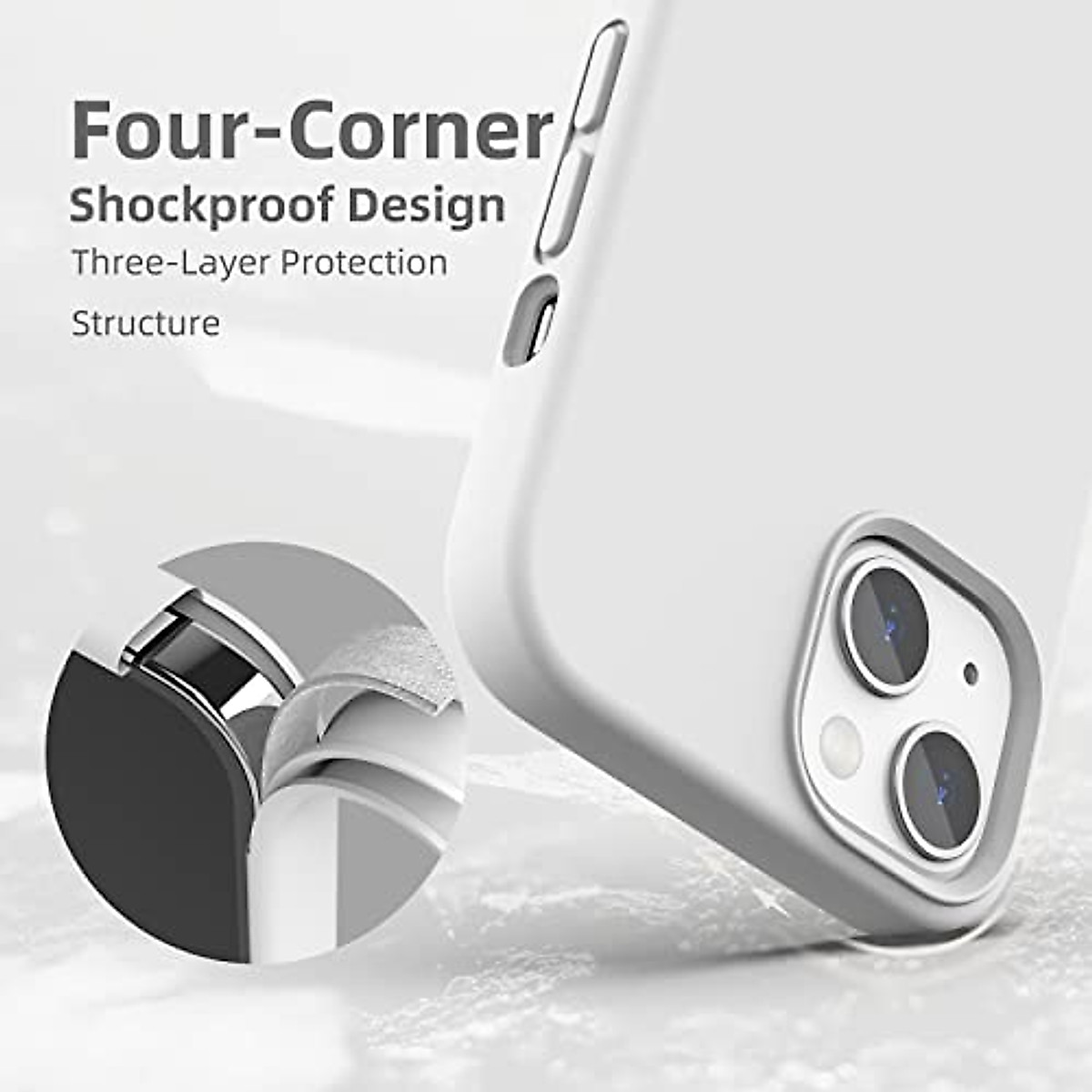 K TOMOTO Compatible with iPhone 13 Case, [Drop Protection] [Anti-Scratch] Shockproof Liquid Silicone Anti-Fingerprint Cover with Microfiber Lining Phone Case for iPhone 13 6.1" (2021), White