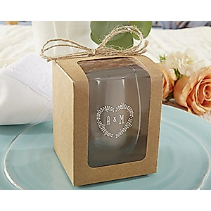 Kate Aspen Kraft Style Display Gift Boxes for Stemless Wine Glass, Wedding/Party Favors, 9-Ounce, Set of 12