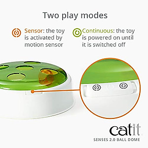Catit Senses 2.0 Ball Dome Interactive Cat Toy - Motion-Activated Cat Toy with Two Modes of Play, Batteries Not Included