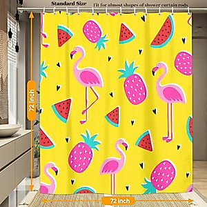 Aglebo Pineapple Flamingos Watermelon Shower Curtain Fabric Shower Curtain Set with 12 Hooks Water-Proof 72 * 72 Inches for Bathroom Beach Caravan Hotel