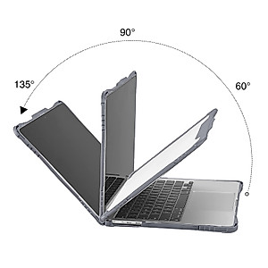 BlueSwan Shockproof Protective Laptop Case for MacBook Air M2 Case 13.6 inch M3 A3113 A2681 2024-2022 Release, Heavy Duty Rugged Hard Shell Case Cover with Strong TPU Bumper for Student, Frosted Clear