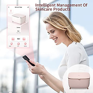 LVARA Smart Mini Skincare Fridge, 9 Liter Portable for Beauty, Makeup, Cosmetic Refrigerator with ‘Smart Life’ App for Bedroom Desktop, Gift for women, Pink