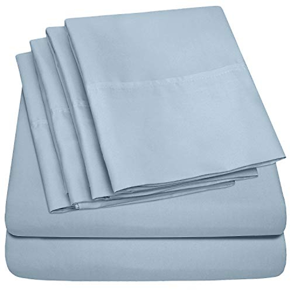 Full Size Bed Sheets - 6 Piece 1500 Supreme Collection Fine Brushed Microfiber Deep Pocket Full Sheet Set Bedding - 2 Extra Pillow Cases, Great Value, Full, Misty Blue