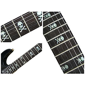 Inlay Sticker Fret Markers for Guitars & Bass - Skull with Crossbones (Sideways) - White Pearl