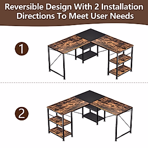 LODREKE LShaped Desk Computer Desk, Double-Sided Computer Corner Table, Space-Saving Workstation, Modern Computer Gaming Desk, 23.6Wide Borderless Frame59”D x 59”W x 29.9”H