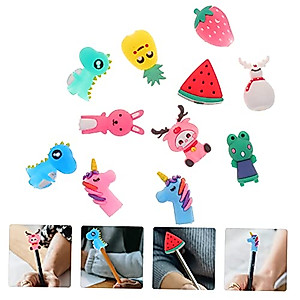 VILLCASE 150 Pcs Pencil Cap Pen Case Sensory Small Pencil Caps Fruit Pencil Toppers Adorable Pencil Protectors Animal Pencil Caps Cartoon Pen Sleeves Child Mini Pointed Hat
