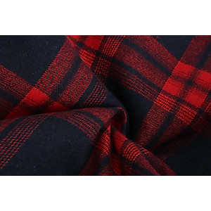 PEGENO Men's Long Sleeve Plaid Button Quilted Lined Flannel Shirt Jacket with Hood（Red Grid-US X-Large）