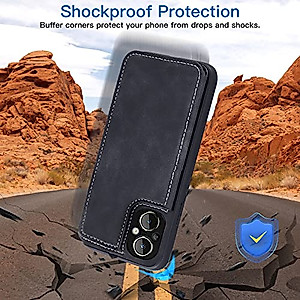 Asuwish Phone Case for OnePlus Nord N20 5G Wallet Cover with Tempered Glass Screen Protector and Credit Card Holder Slot Stand Cell Accessories One Plus N 20 G5 1 Plus 20N 1plus One+ 1+ N205G Black