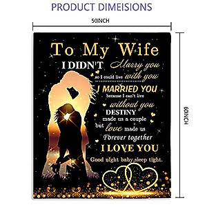 Joyloce to My Wife Blanket from Husband for Wife | Super Soft Fleece Couples Throw Blankets 60x50 Inches | Romantic Women Valentine's Day Birthday Gifts Ideas for Her Bed Sofa Decor
