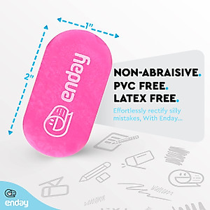 Erasers Pencil, Oval Hi Polymer Large Soft Eraser, Rubber and Non – Abrasive Eraser, Drawing School Supplies for Kids Erasers in Pink, Purple, Blue, Green 4 Packs of 4 Erasers (16 PC) – by Enday