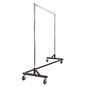 Commercial Garment Rack (Z Rack) - Rolling Clothes Rack, Z Rack With KD Construction With Durable Square Tubing, Commercial Grade Clothing Rack, Heavy Duty Chrome Commercial Garment Rack