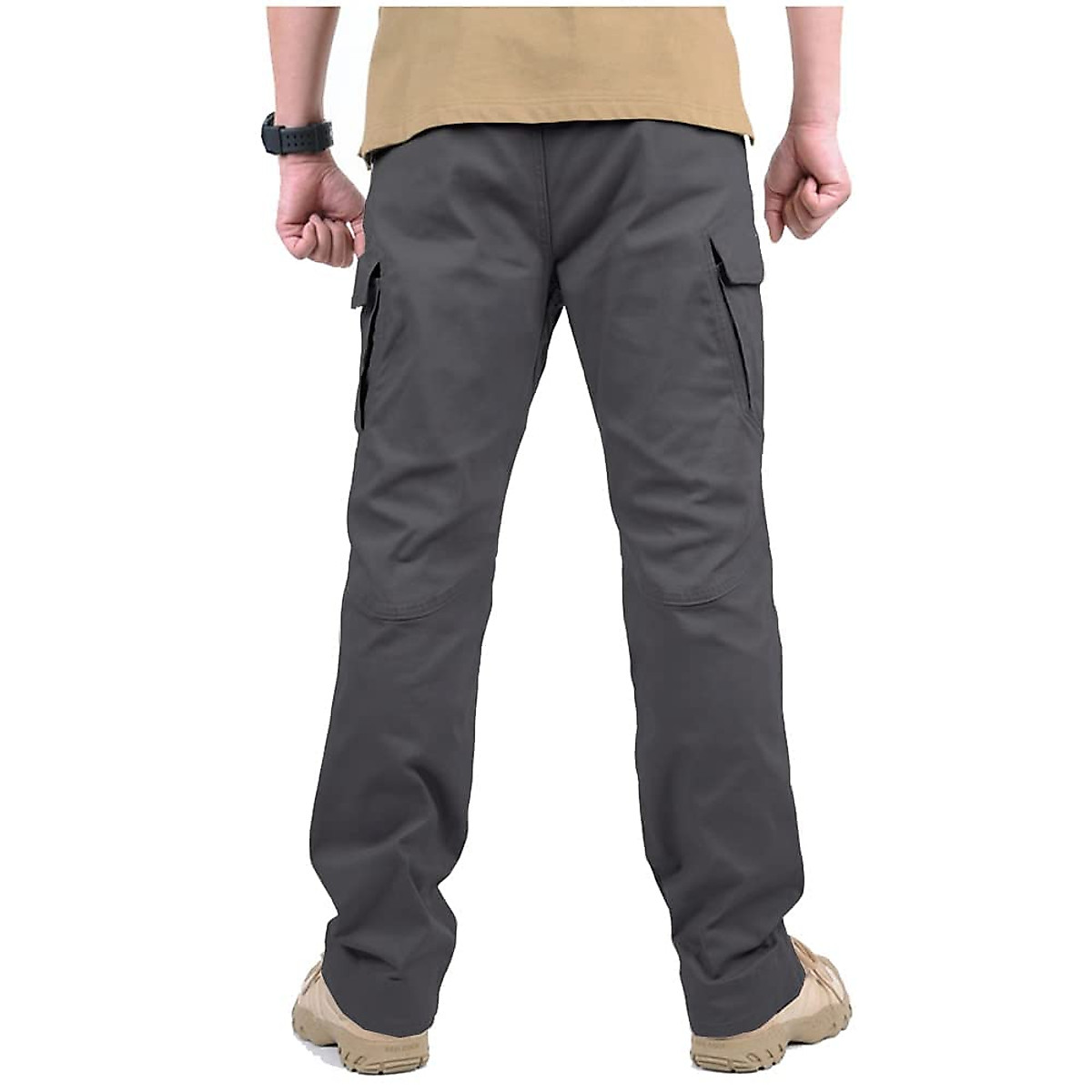 CARWORNIC Gear Men's Hiking Tactical Pants Lightweight Cotton Outdoor Military Combat Cargo Trousers Dark Gray