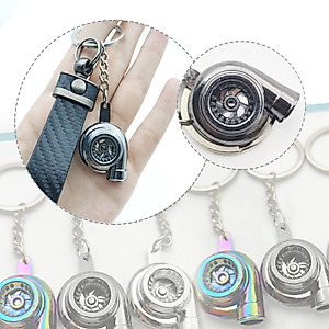 Turbo Turbocharger Keychain- Key Chain Ring Spinning TurboTurbocharger Keychain Compressor Key Chain Ring Keyring Keyfob(Gunblack)