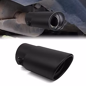 Stainless Steel Car Exhaust Tip, 2.5" to 3.3" Adjustable Car Decoration Chrome-Plated Finish Exhaust Tailpipe, Universal Car Exhaust Pipe Modification Tail Throat Tail Pipe (Black #Straight)