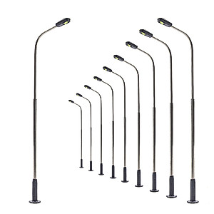 LQS07 10pcs Model Railway Train Lamp Post 7cm or 2.76inch Street Bright White Lights HO TT Scale LEDs New