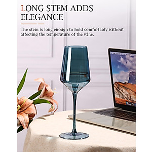 comfit Colored Wine Glasses Set of 6-15 oz, Unfading Color, Hand-blown Wine Glasses - Gifts for Wine Lovers, Thanksgiving Christmas Gifts for Women