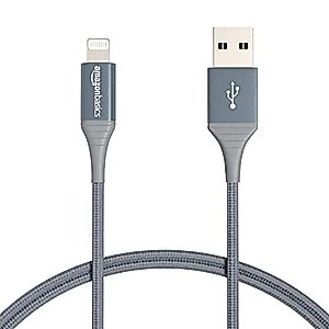 Amazon Basics USB-A to Lightning Charger Cable, Nylon Braided Cord, MFi Certified for Apple iPhone 14 13 12 11 X Xs Pro, Pro Max, Plus, iPad, 10,000 Bend Lifespan, 3 Foot, Dark Gray