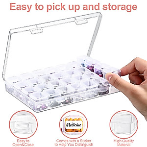 Ripeng 24 Pack 672 Slots Diamond Painting Storage Containers Bulk, 28 Grids Bead Organizer Box Diamond Painting Accessories Boxes Diamond Art Embroidery Storage with 960 Label Stickers