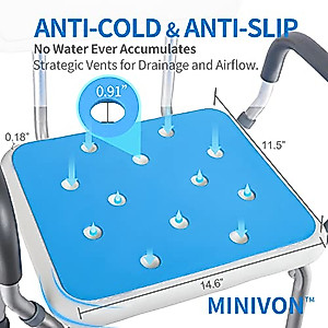 MINIVON Waterproof Shower Bench Cushion Cover for Bath Seat, Bath Chair Inside Bathroom, Non Slip Coldproof Stickable Soft Foam Pad, Padded Shower Stool Seat Mat for Elderly Senior Handicap Disabled