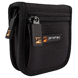 Pro Tec Protec Trumpet/Small Brass Multiple (2-Piece) Nylon Mouthpiece Pouch with Zipper Closure, Model A220ZIP,Black