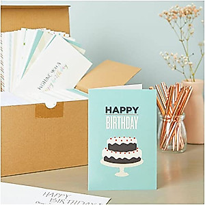 144 Pack Happy Birthday Cards Assortment Bulk Box Set with Envelopes, Blank Inside for Kids, Teens, Workplace (18 Designs, 4 x 6)
