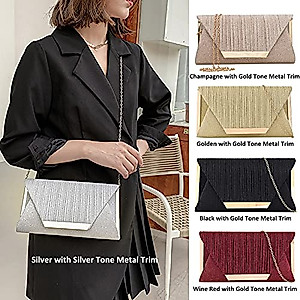Miss Chow Women's Large Shiny Envelop Evening Bag Clutch Purse Cross Bag Wedding Party Prom Handbag with Chain Strap Silver