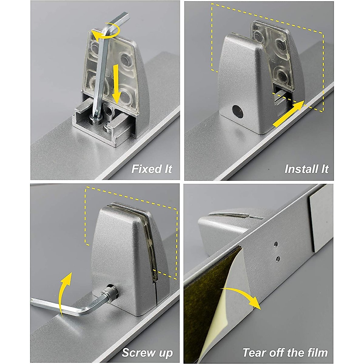 Sneeze Guard Clamp Bracket, T-Shaped Desk Partition Clamp with Freestanding Base for Clear Acrylic Shield Heavy Duty Auminum Guard Clamp, Desktop Countertop Reception 2PC