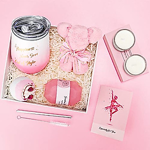 YMERSEN Birthday Gifts for Women, Birthday Gifts Basket for Women - Relaxing Spa Gifts with Tumbler Scented Candles Bath Bomb