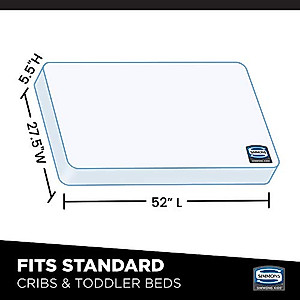 Delta Children Logan Wood Toddler Bed + Simmons Kids SlumberTime Naturally 2-Stage Premium Foam Crib and Toddler Mattress - Waterproof - GREENGUARD Certified [Bundle], Midnight Grey/Natural