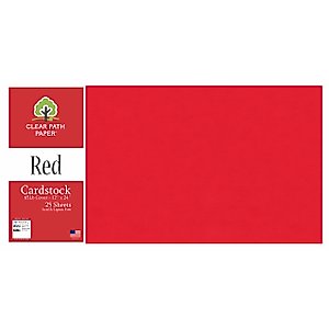 Clear Path Paper - Red Cardstock - 12 x 24 inch - 65Lb Cover - 25 Sheets