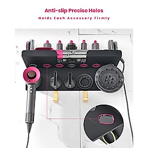 Storage Holder for Dyson Airwrap, Wall Mount Stand for Dyson Supersonic and Styler, Nail-Free Aluminum Alloy Hair Dryer Holder for Dyson, Organizer Rack for Bathroom Bedroom Hair Salon Barbershop