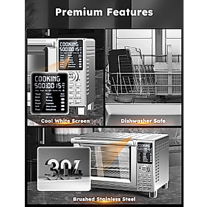 Nuwave Bravo XL Pro Air Fryer Toaster Oven with Grill Combo, 2024 New Ultra-Fast Convection System, 35% Crispier, 2X More Even, 142 Presets, 50-500F, Smarter Probe, PFAS Free, 30QT, Stainless Steel