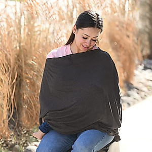 Travel Bug 5-in-1 Nursing Cover and Car Seat Cover for Babies, Charcoal Heather Grey