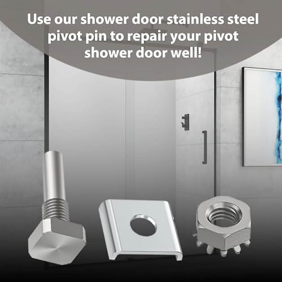 Gordon Glass Co Stainless Steel Pivot Pin and Parts with Hex-Nut and Washer - Premium Replacement for Shower Door Pivot, Ideal for Pivot Shower Doors