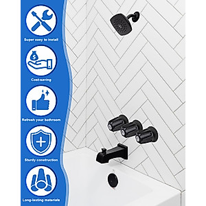 sousac 3 Set Shower Knob Replacement, Tub Faucet Handles Replacement Include Hot/Cold/Diverter, Bathtub Faucet Handles Compatible with Price Pfister Verve for Remodeling Trim (Black)
