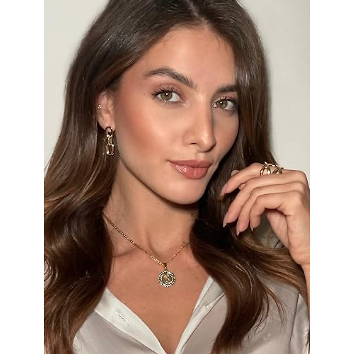 Barzel 18K Gold Plated Symmetrical Drop Chain Earrings for Women - Made in Brazil