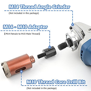 Mesee 2 Pieces Angle Grinder Attachment Adapters M14 Female to M10 Male Thread Adapter Conversion Tool Grinding Machine Converter Extension Rod for Diamond Core Bits Polishing Pad Wheel