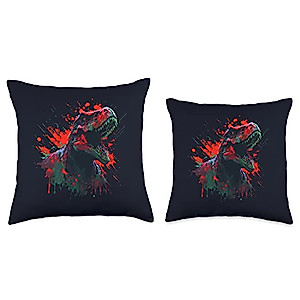 T Rex Dinosaur Tyrannosaurus T Tyrannosaurus Rex Dinosaur Scary Spooky Halloween Throw Pillow, 16x16, Multicolor