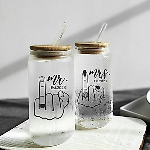 Engagement Gifts for Couples - Wedding Gifts for Couples 2023 - Mr and Mrs Gifts - His and Hers Gifts - Wedding Presents - Engagement Party Decorations - Beer Can Glass Cups Set for Newlyweds Couples