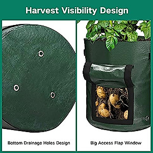 Potato Grow Bags with Flap and Handles，10 Gallon Garden Vegetable Planter，Fabric Plant Planter Pots for Potato, Carrot, Onion, Tomato and Vegetables with Heavy Duty（4 Pack）