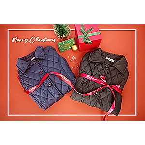 GRACE KARIN Women Lightweight Jacket Casual Winter Quilted Coat Lapel Button Down Long Sleeve Outwear with Pockets Black L