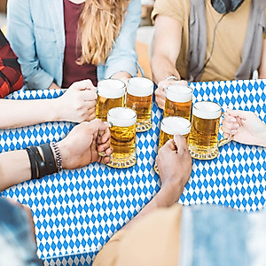 ZYP 5 Pcs Oktoberfests Tablecloth,54" x 108" Oktoberfests Bavarian Vinyl Table Cover,Oktoberfests Decorations Party Table Cloth,Blue and White Tablecloth Oktoberfests Bavarian Flag Check Table Cloth