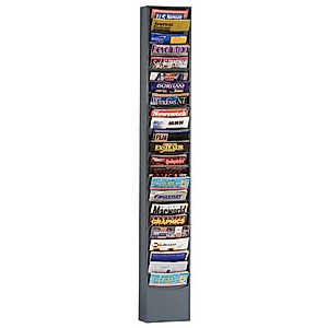 Durham 401-95 Gray Cold Rolled Steel 23 Contour Pocket Vertical Literature Rack, 9-3/4" Width x 65-1/2" Height x 4-1/8" Depth